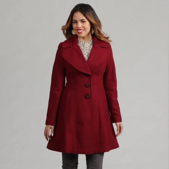 Jessica Simpson | Jackets & Coats | Jessica Simpson Red Peacoat | Poshmark